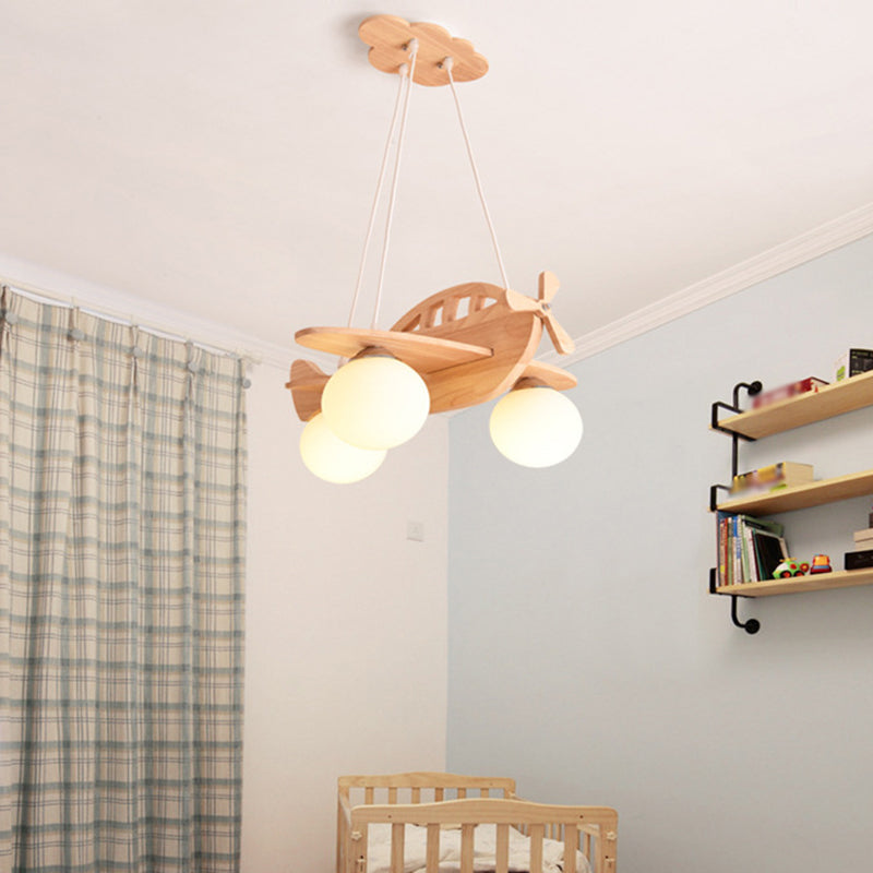 Aircraft Shaped Wood Chandelier Pendant Light: Contemporary Beige LED ...